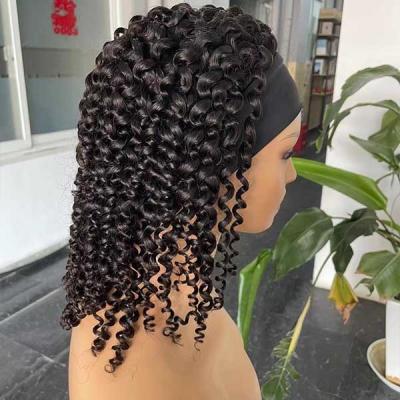 Cina Glueless Kinky Curly Capelli umani brasiliani pizzo parrucca cuticule vergine Aligned headband in vendita