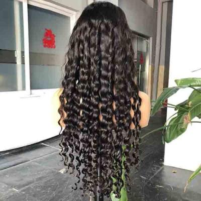 China Dubbel getrokken los krullend 13x4 HD kant Frontale pruik Mensenhaar 22 inch Te koop