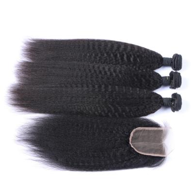 Cina 8a 10a brasiliano Yaki Kinky Straight Bundles 100% capelli umani vergini con chiusura in vendita
