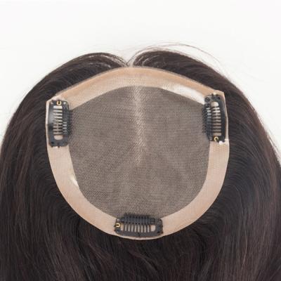 Cina Naturale Vergine Vergine Remy Donna Perrucche Donna Toupee Rimpiazzo Capelli Umani Topper a pizzo trasparente in vendita