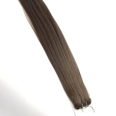 Cina Invisible Weft Donna Estensioni di capelli umani Grigio Tono marrone Legato a mano in vendita