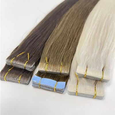 Cina Invisible Weft Donna Estensioni di capelli umani Grigio Tono marrone Legato a mano in vendita