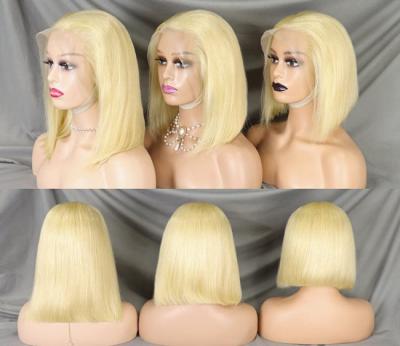 China Cabeço humano liso brasileiro 613 Peruca loira renda natural preto curto Bob reto à venda