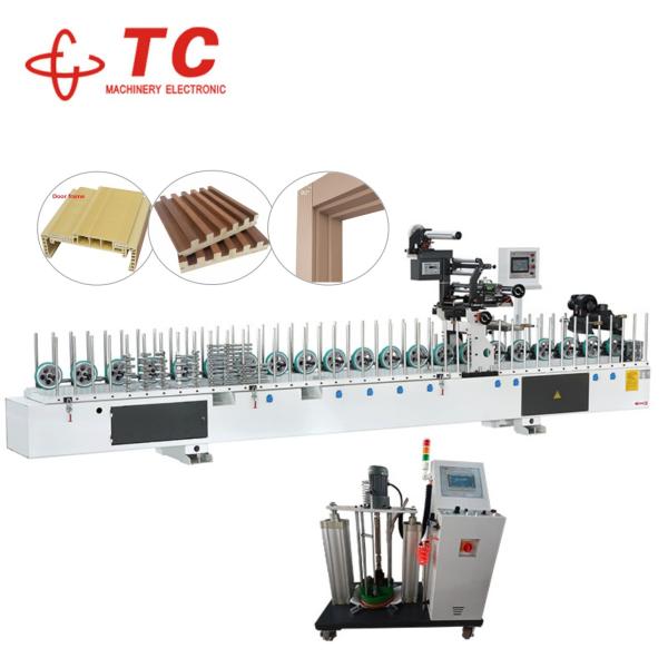 Quality 300/450mm Auto-control PVC Film and WPC Door Frame Laminating & Wrapping Machine, 25-50meter/min for sale