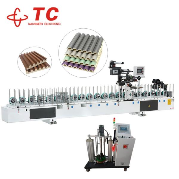 Quality WPC Grille Wall Panel Laminating & Wrapping Machine with PLC Control, 25-50meter for sale
