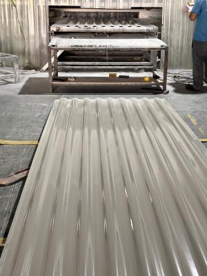 China FRP 1490 Glass Fiber Wavy Plate (Sample Color: 7047), designed for cooling tower applications. Measuring 1490 mm in width (unexpanded) with customizable length for sale