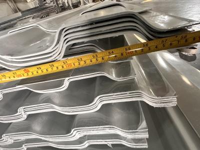 China FRP 1490 Glass Fiber Wavy Plate (Sample Color: 7047), designed for cooling tower applications. Measuring 1490 mm in width (unexpanded) with customizable length for sale