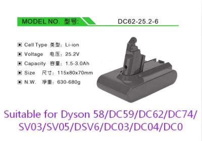 China DSV6 186506S 25.2V Electric Tool Battery 2000mAh 2600mAh 3000mAh For Cleaning Robot for sale