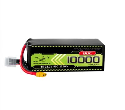China 6S 22.2V 10000mAh 80C High Discharge FPV Lipo Battery For RC Drone Multirotor UAV Aircraft for sale
