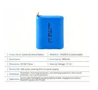 Quality 11.1V 800mAh 14500 3S Battery Pack For Flashlights Camping Lights Live Fill for sale