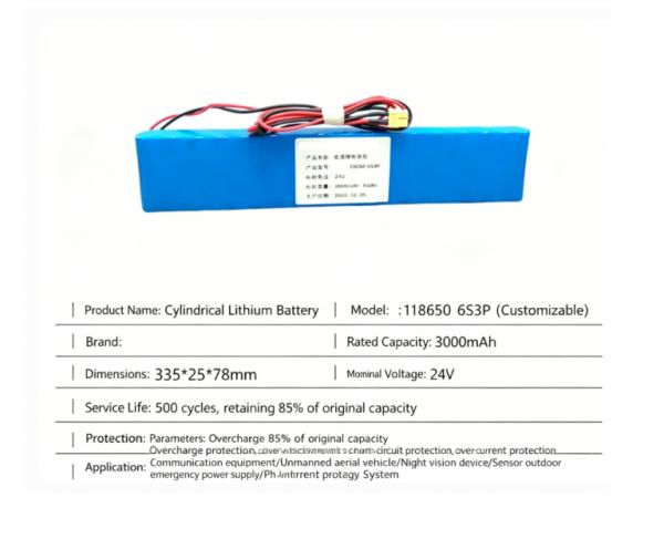 Quality 24V 3Ah 18650 Lithium Battery Pack 6S3P For UAVs Night Vision Devices Sensors for sale