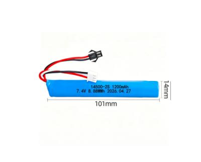 China 14500 2S 7.4V 1200mAh Lithium Battery Pack For RC Cars Boats Toy Guns Handheld Fans for sale