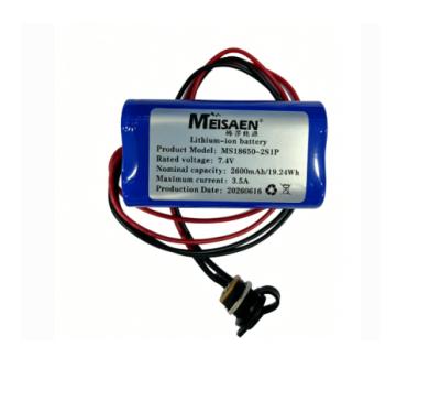 China 7.4V 2600mAh  MS18650-2S1P battery,  3.5A discharge lithium battery with DC plug, LED lights, monitoring devices for sale