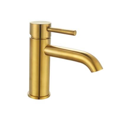 中国 Bathroom Gold Brass Modern Single Lever Basin Tap Hot Cold Water Dispenser Faucet 販売のため