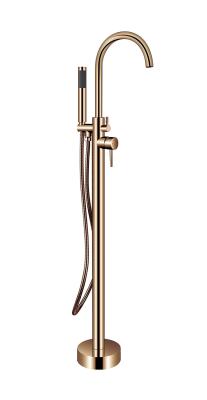 Cina OEM Single Lever Free Standing Tub Faucet Piano Montaggio Con Diverter Rosa Oro Rame in vendita