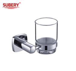 Cina Single Tumbler Holder Brass Glass Bathroom OEM Brass Base Square Con Curve Design in vendita