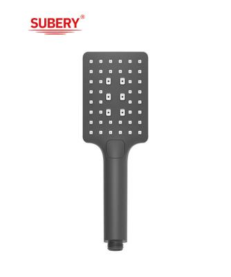 Cina ABS di plastica 3 funzione doccia a mano doccia per doccia colonna nero matt bagno ugello di silicio quadrato facile pulizia OEM in vendita