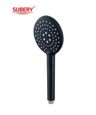 Cina ABS di plastica 3 funzioni doccia a mano doccia a mano per doccia matt nero bagno ugello di silicio rotondo facile pulizia OEM in vendita