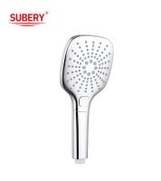 China Chrome Column Hand Shower Faucet ABS Plastic 3 Function Round Easy Cleaning OEM for sale