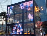 China P7.9 P10.4 Multicolor LED Transparent Screen 800x1500mm Moistureproof Indoor Display for sale