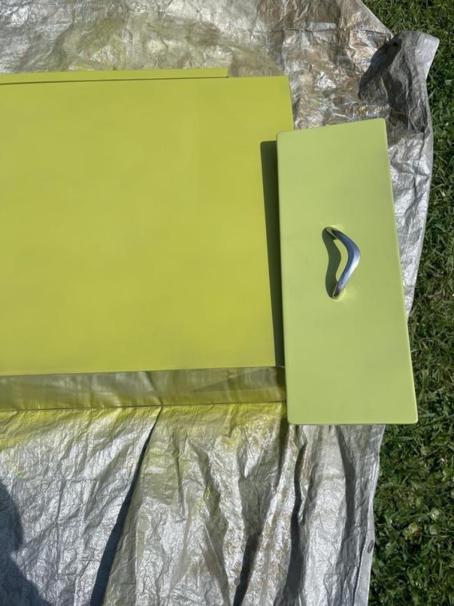 Spray paint application on industrial equipment