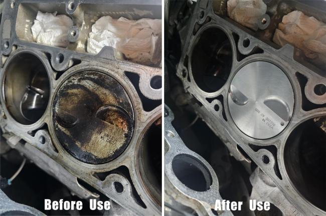 Before and after comparison of carburetor cleaning