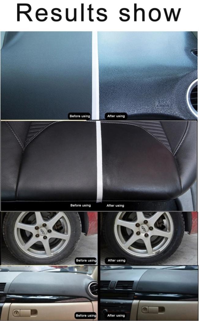 Dashboard and leather wax spray application results