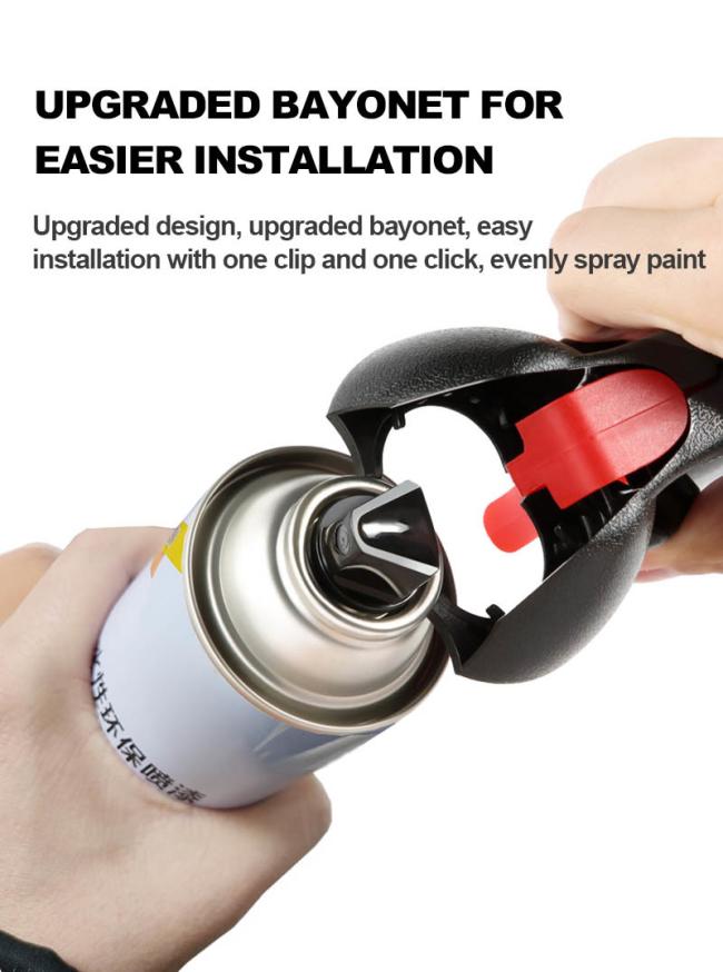 Close-up of spray gun handle features