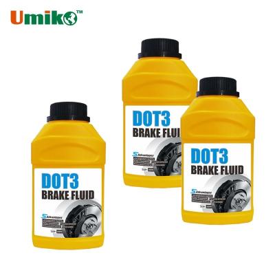 China High Efficiency Synthetic DOT3 Brake Fluid 250ml 500ml 1L Customizable for sale