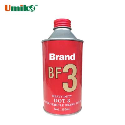 China Automotive Lubricating Oil BF3 DOT3 Brake Fluid 355ml 500ml 1L High Boiling Point for sale