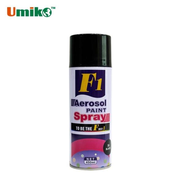 Quality F1 Aerosol Spray Paint Black 450ml Quick Dry Multi Surface Acrylic Spray Paint for sale