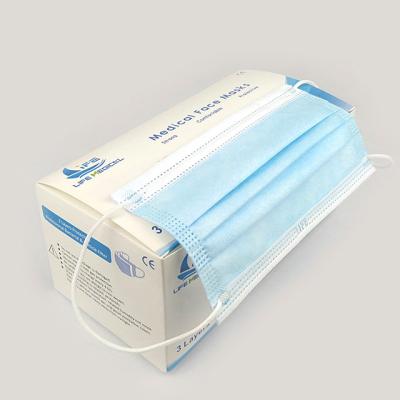 China Anti Covid-19 Blue 3ply Non-Woven Disposable Medical Surgical Face Mask Non-Woven With Ce for sale