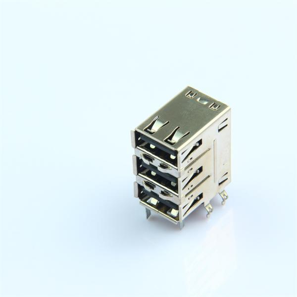 Quality USB2.0 Type A Female Connector, 3 Layer Stacked 90° Horizontal DIP Through Hole for sale