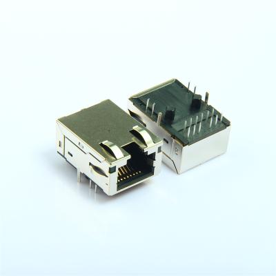 China 10Gbps Tab-Up Vertical DIP RJ45 Female Connector, Integrated Transformer Filter Ethernet Jack with Link & Activity Dual LED, Shielded PCB Network Socket Integrated Transformer Magnetic Ring for sale