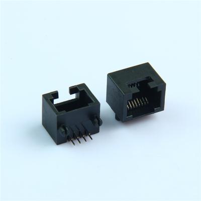 China Mini Slim Horizontal 90° Through Hole 8P8C RJ45 Female DIP Connector, Full Plastic Unshielded Empty Shell No Transformer No LED Compact Ethernet PCB Jack for sale