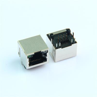 China Short Body Horizontal 90° Through Hole 8P8C RJ45 Female DIP Connector, EMI Shielded, Built-in Gigabit Transformer With Dual Link Activity LED Ethernet PCB Jack for sale