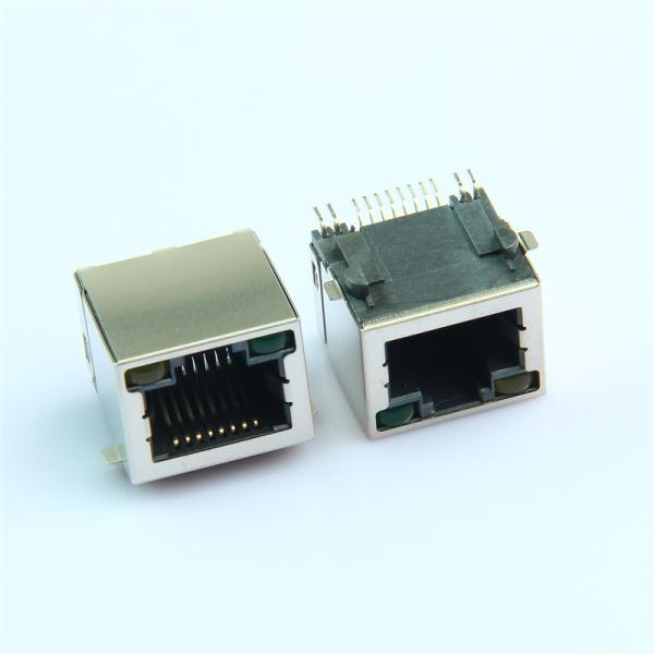 Quality Recessed Sink Board Horizontal Single Port 8P8C RJ45 Female SMT Connector, Gigabit Integrated Transformer Filter, EMI Shielded Ethernet Jack With Per-Port Link Activity Dual LED for sale
