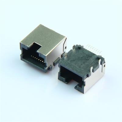 China Ultra-Thin SMT Shielded RJ45 Female Socket 8P8C No LED Sunken PCB Mount Ethernet Connector for sale