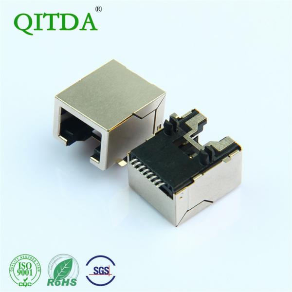 Quality Ultra Thin Recessed Sink Board 8P8C RJ45 Female SMT Connector, EMI Shielded With Mushroom Position Feet, Empty Shell No Transformer No LED Ethernet PCB Jack for sale