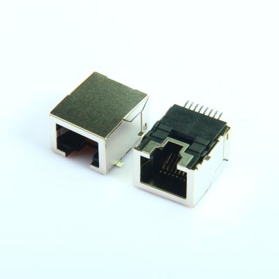 China RJ45 10P10C Ultra-Thin Right Angle SMT Jack – No LEDs, Low Profile Female Connector for Network Interface for sale