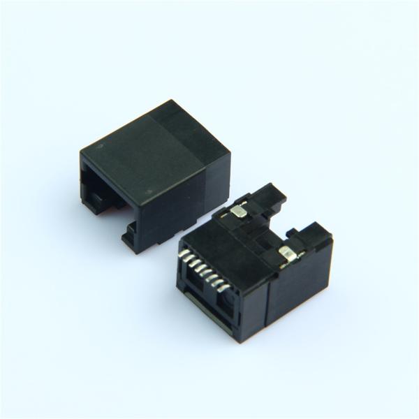 Quality Ultra Thin Full Plastic Single Port 8P8C RJ45 Female SMT Connector, Mushroom Position Feet Empty Shell No Transformer No LED Unshielded Ethernet PCB Jack for sale