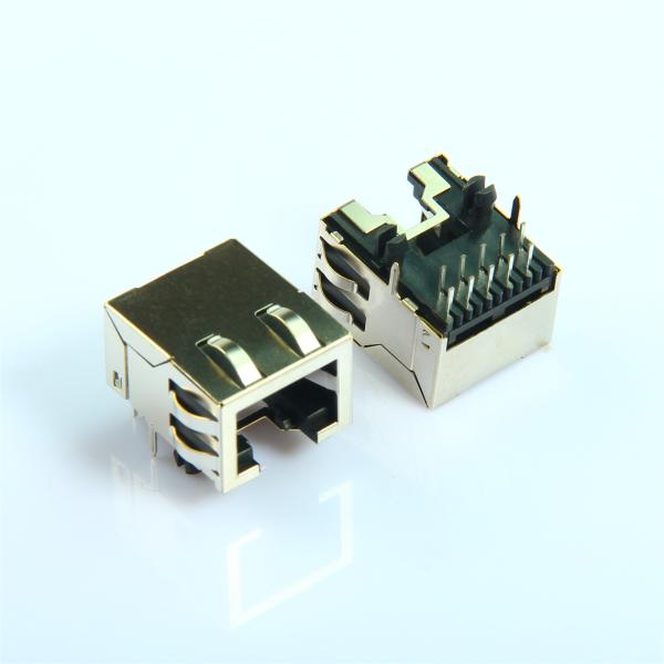 Quality H11.7 Ultra Thin Horizontal SMT 10P10C RJ50(RJ45) Female Connector, EMI Shielded Side Ground Spring Shrapnels, Empty Shell No Transformer No LED Ethernet Jack for sale