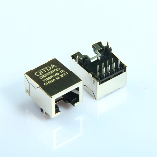 Quality H11.7mm Low Profile Horizontal SMT 10P8C RJ45 Female Connector, Nickel Metal Shielded Empty Housing No Transformer No LED Ethernet Jack for sale