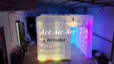 China giant 10ft advertising inflatable photo booth with led lights,inflatable cube booth tent with logo for wedding for sale