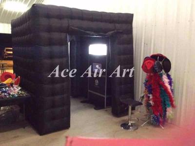 China photo favors black led lighting inflatable photo booth cube tent with curtain for party and events for sale