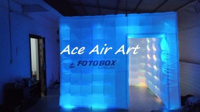 China custom portable led inflatable cube booth tent inflatable photo kiosk booth with logo for advertising for sale