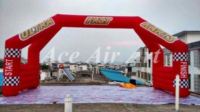 China custom 26' red advertising start finish line arch inflatable double arch with 4 legs for sale