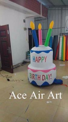 China best giant birthday party decoration inflatable birthday cake with led lights for celebrate for sale