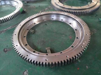 China VLA200844N turntable bearing  838.1x634x56mm with external gear and ring with flange for sale