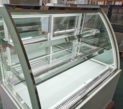 China Commercial Curve Glass Pastry Refrigerator Showcase For Bakery Digital controller for sale